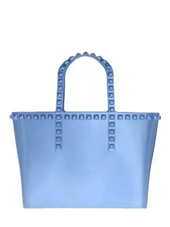 Carmen Sol Grazia Studded Tote Bag - Baby Blue Metallic