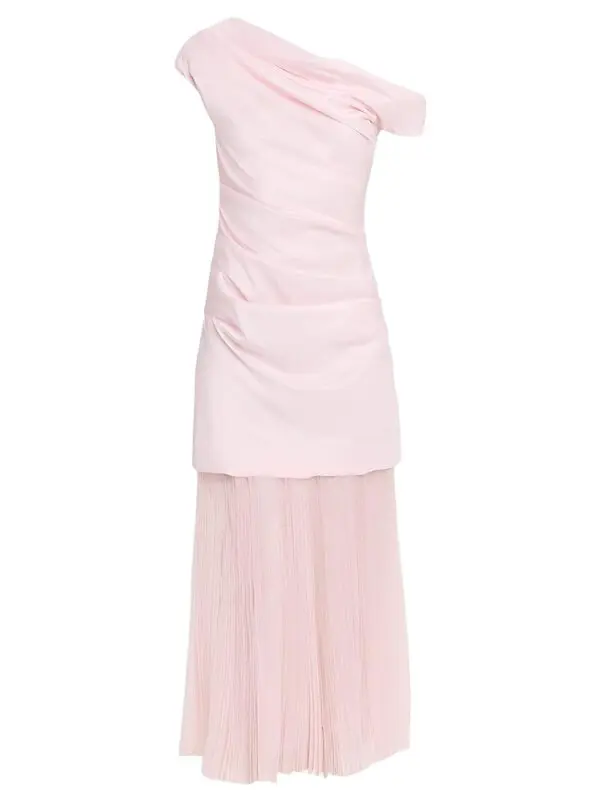 Simkhai Ammalie Asymmetric Combo One-shoulder Midi Dress - Blush