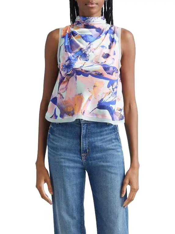 Derek Lam 10 Crosby Lina Floral Print Sleeveless Top - Seafoam Multi