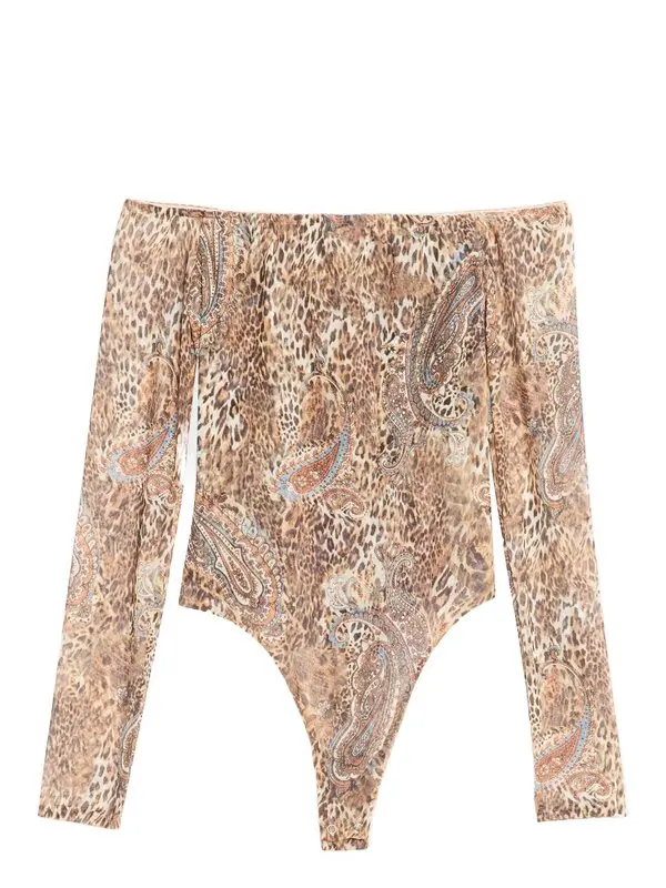 L'Agence Valencia Leopard Peonie Bodysuit - Brownblue
