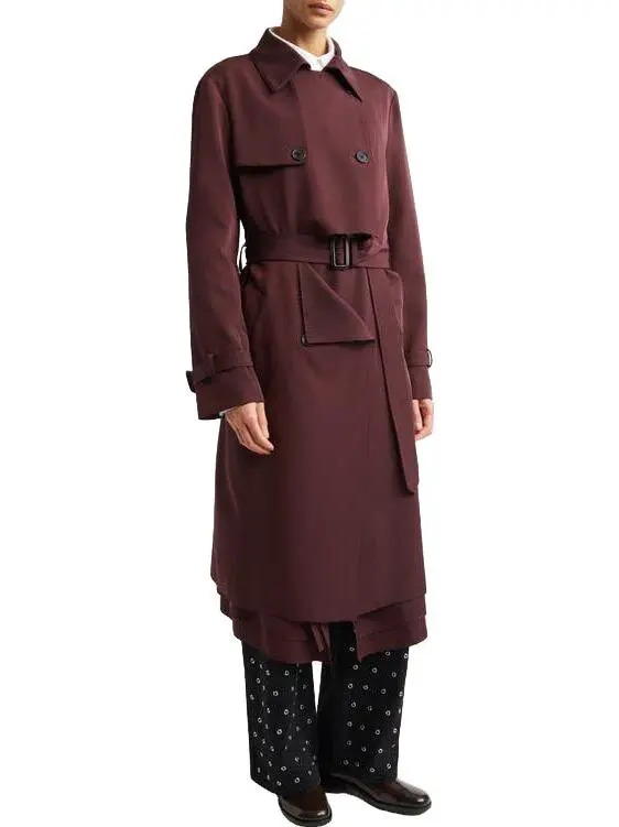 Monse Layered Trench Coat - Burgundy