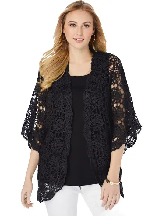 JESSICA LONDON Crochet Cardigan - Black