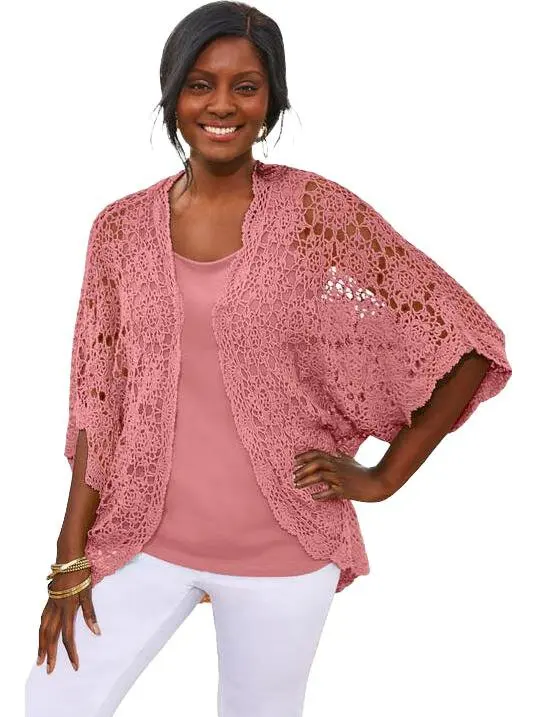 JESSICA LONDON Crochet Cardigan - Desert Rose