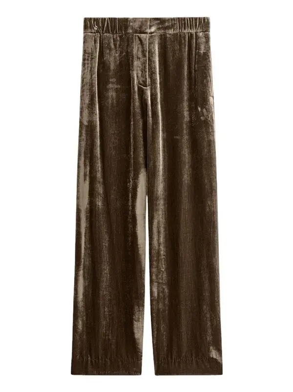 Cos Velvet Elasticated Straight-leg Trousers - Brown