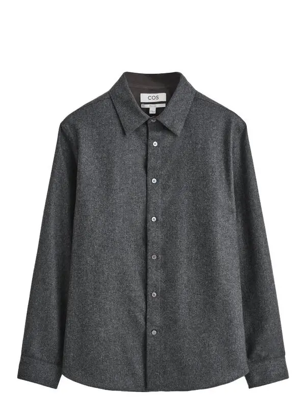 Cos Relaxed Wool-flannel Shirt - Gray