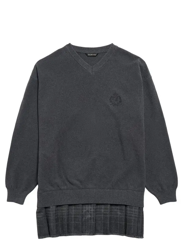 Balenciaga Layered Trompe L'oeil Sweater Dress - Grey & Silver