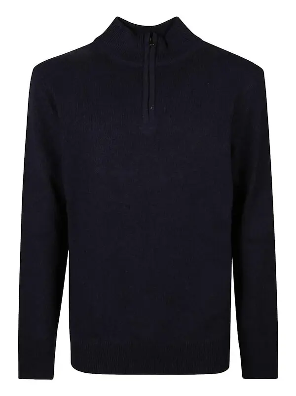 ARAGONA Quarter Zip Cashmere Sweater - Blue