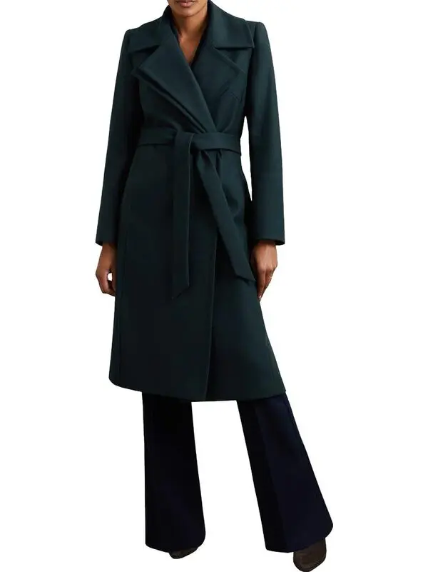REISS Odette Wool-blend Wrap Coat - Teal