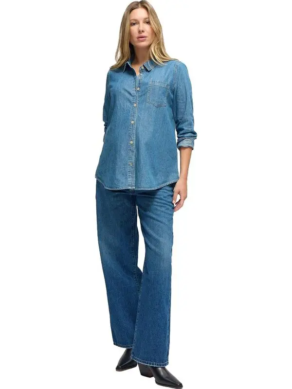 Ingrid & Isabel Maternity Denim Button-down Shirt - Med Wash