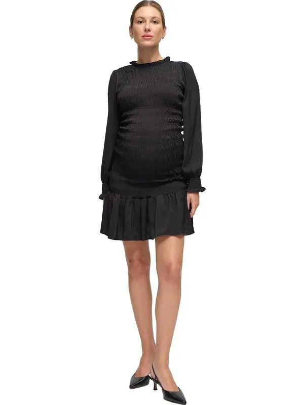 Ingrid & Isabel® Short Smocked Maternity Dress - Black