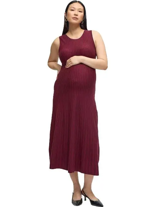 Ingrid & Isabel® Maternity Striped Sleeveless Sweater Midi Dress - Fig/berry