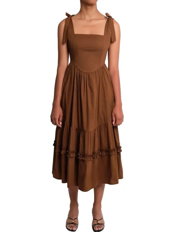 THE LULO PROJECT Quibdo Midi Sundress - Chocolate 18