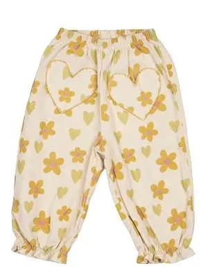 WILD WAWA Heart Pocket Corduroy Pants - Floral Hearts Honey
