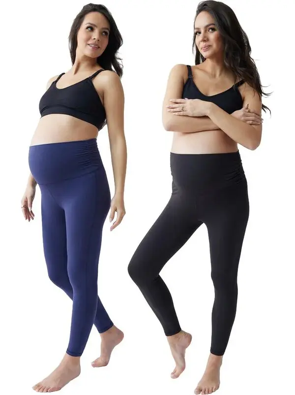 Ingrid & Isabel® Maternity Foldover Legging Bundle - Black/navy