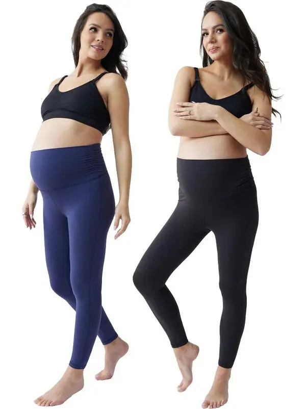 Ingrid & Isabel® Set Of 2 Fold Down Waist Maternity Leggings - Blacknavy