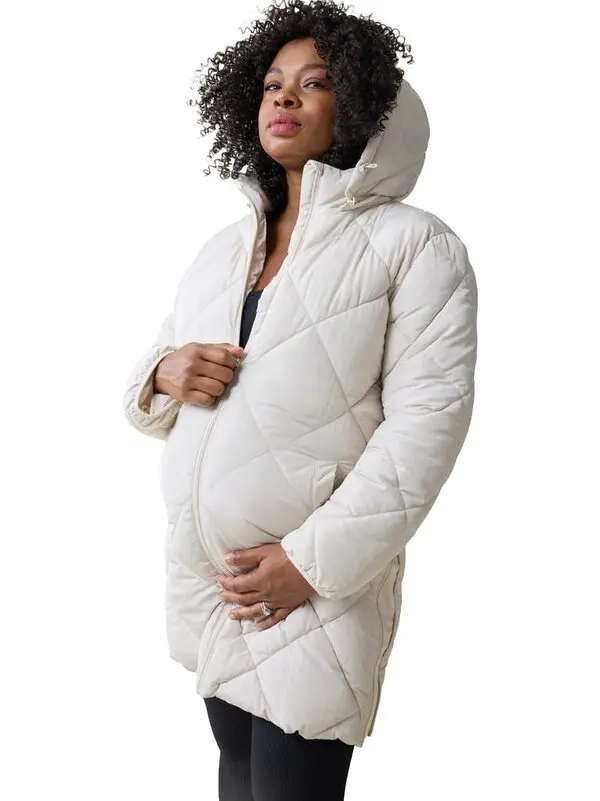 INGRID & ISABEL Maternity Longline Puffer - Stone