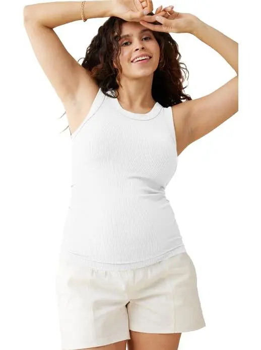INGRID & ISABEL Seamless Maternity Rib Tank - White