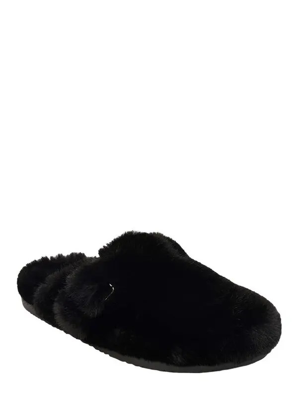 Matisse Portland Faux Fur Clog - Black Faux Fur