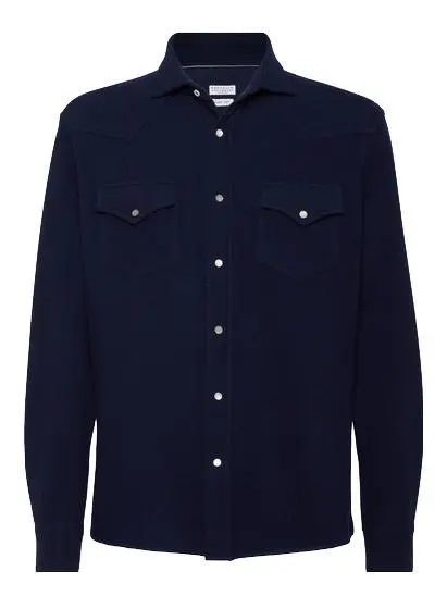 Brunello Cucinelli Shirt With Snaps - Navy Blue