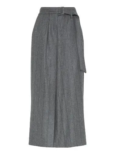 Brunello Cucinelli Sartorial Virgin Wool Wrap Skirt - Dark Grey