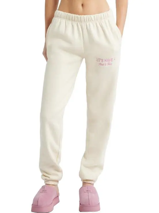 HAPPY CAMP3R Heart To Heart Embroidered Joggers - Cream