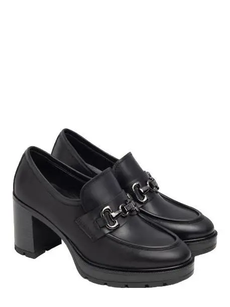 NEROGIARDINI Leather Loafer Pumps - Black