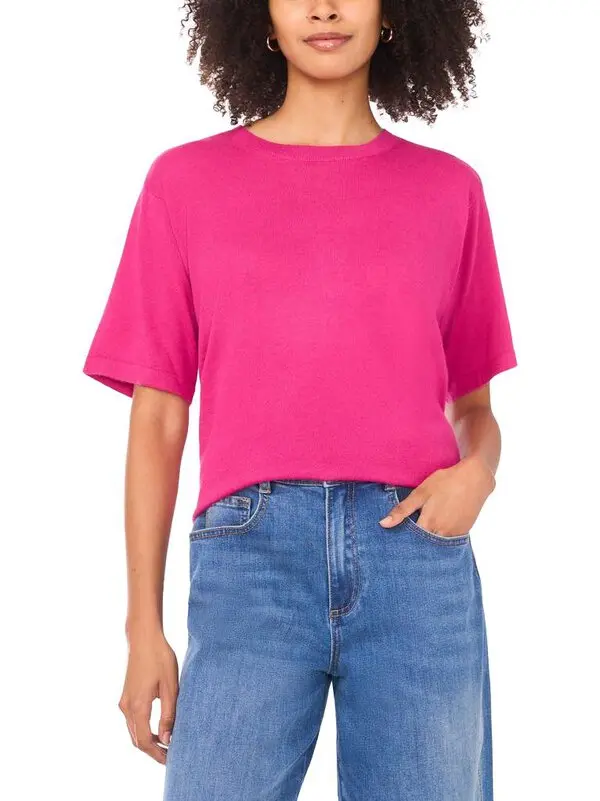 Vince Camuto Crewneck Knit Top - Peony Punch