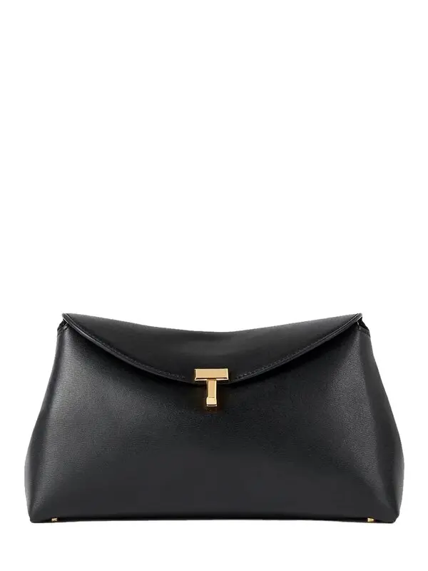 TOTEME T-lock Leather Clutch - Black