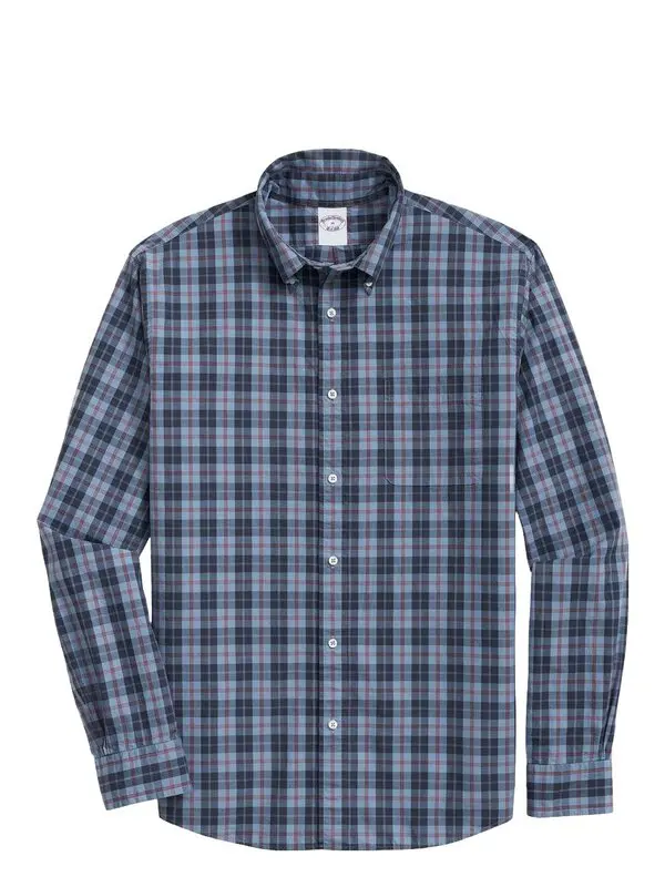 Brooks Brothers Friday Plaid Cotton Poplin Button-down Shirt - Bluesplaid
