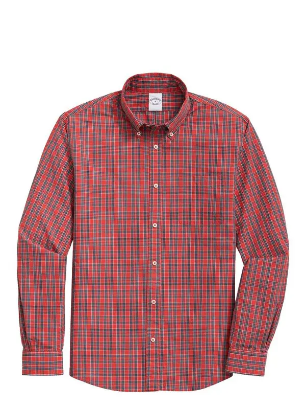 Brooks Brothers Friday Plaid Cotton Poplin Button-down Shirt - Red Stewart