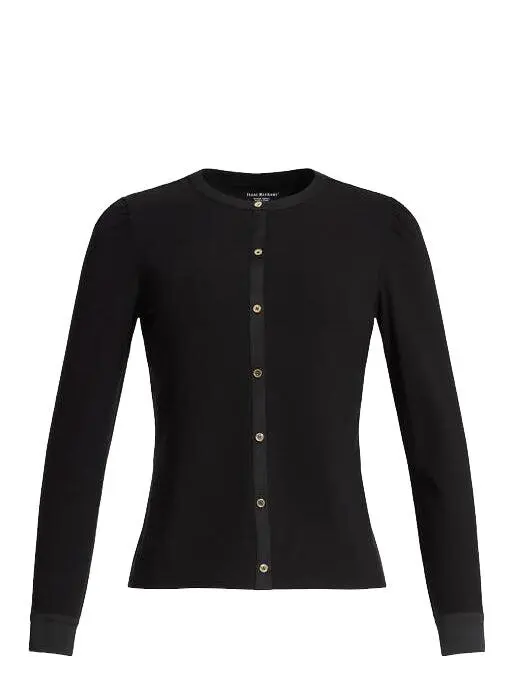 ISAAC MIZRAHI NEW YORK Button Detail Knit Top - Black