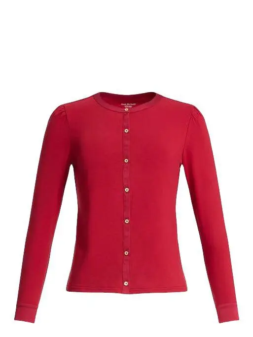 ISAAC MIZRAHI NEW YORK Button Detail Knit Top - Red