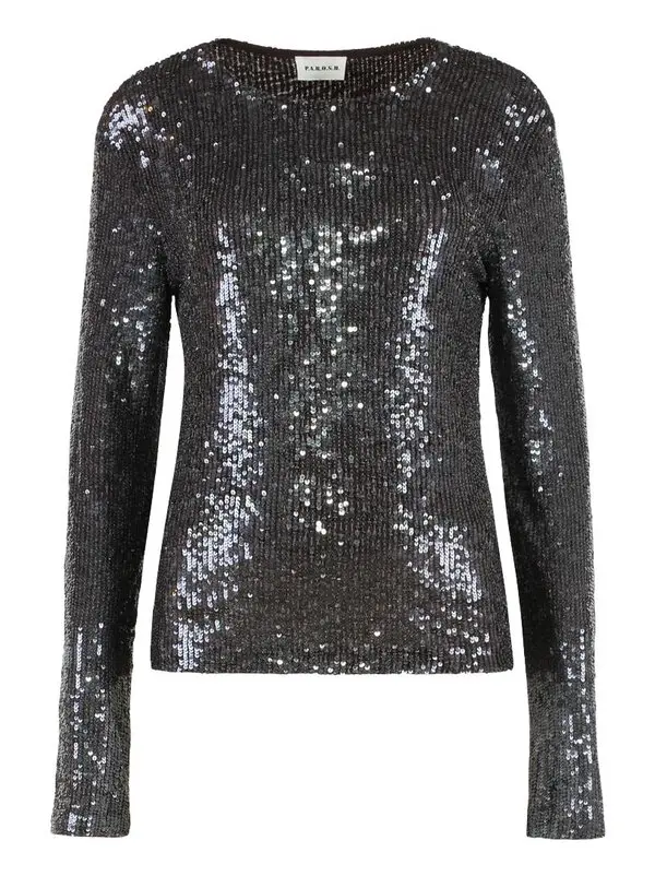P.a.r.o.s.h Sequin Embellished Long-sleeve Top - Brown