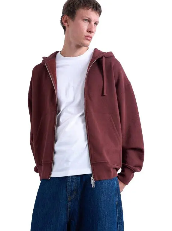 Topman Oversized Zip Hoodie - Brown
