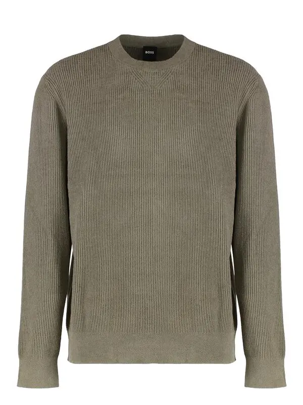 BOSS Sweater With Velvet Ribbed Effect - Brown