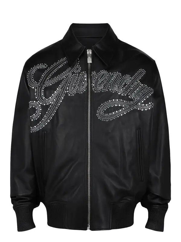Givenchy Studded Logo Leather Jacket - Black
