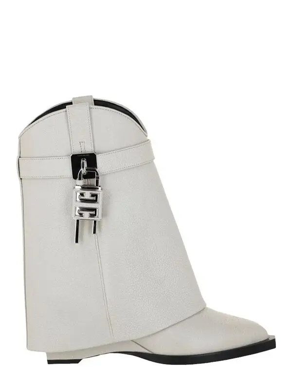 Givenchy Shark Lock Cowboy Ankle Boots - White