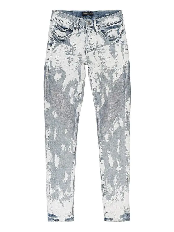 PURPLE BRAND Light Crackle Paint With Foil Skinny Jeans - Blue