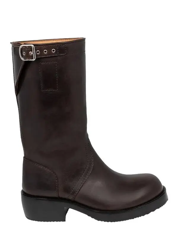Dries Van Noten Leather Buckle Boots - Brown