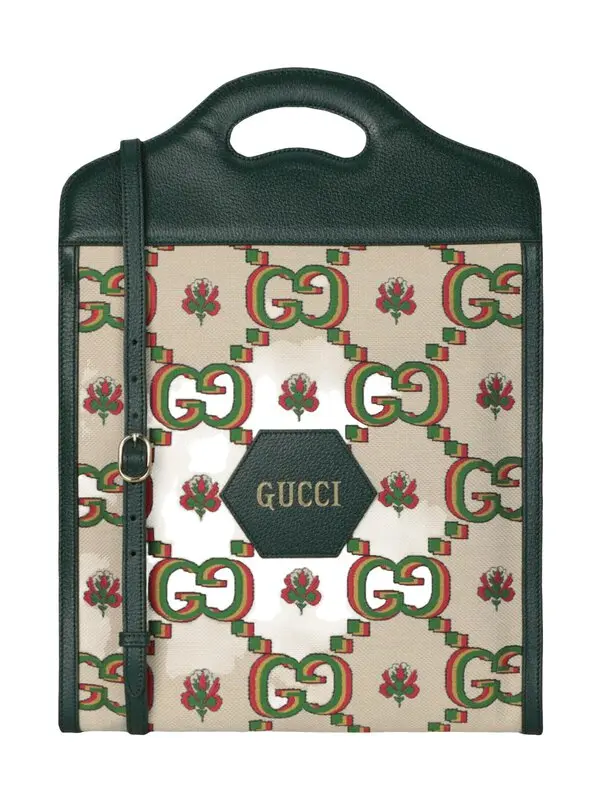 Gucci Gg Monogram Floral Pattern Jacquard 100th Anniversary Tote - Multicolor