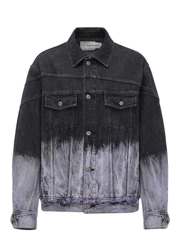 FENG CHEN WANG Deconstructed Tie-dye Denim Jacket - Black