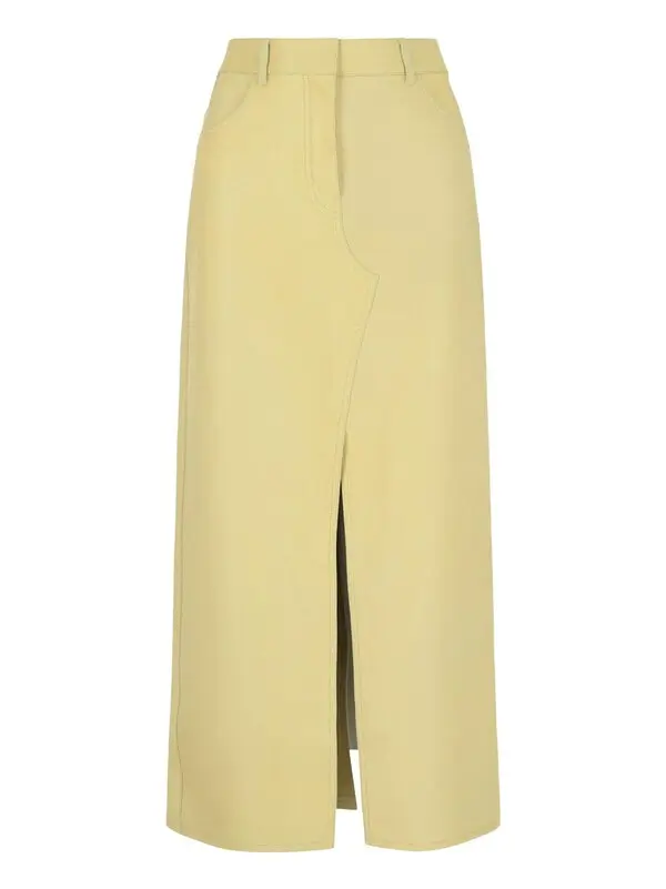 Givenchy Pencil Leather Skirt - Yellow