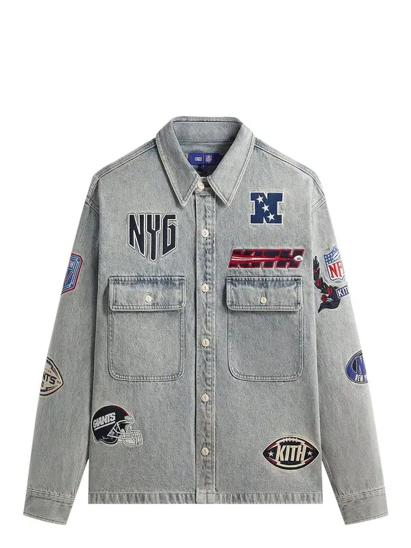 Kith For The Nfl New York Giants Denim Henson Shirt - Grey