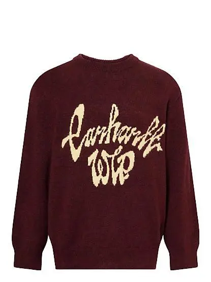 Carhartt Work In Progress Brand-print Knitted Jumper - Rondo Air Yellow