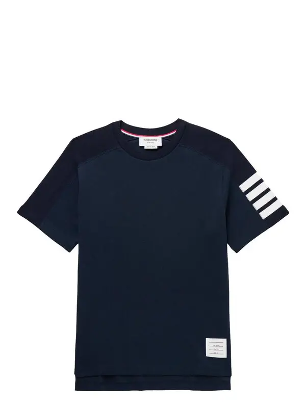 Thom Browne Striped Cotton-jersey T-shirt - Blue