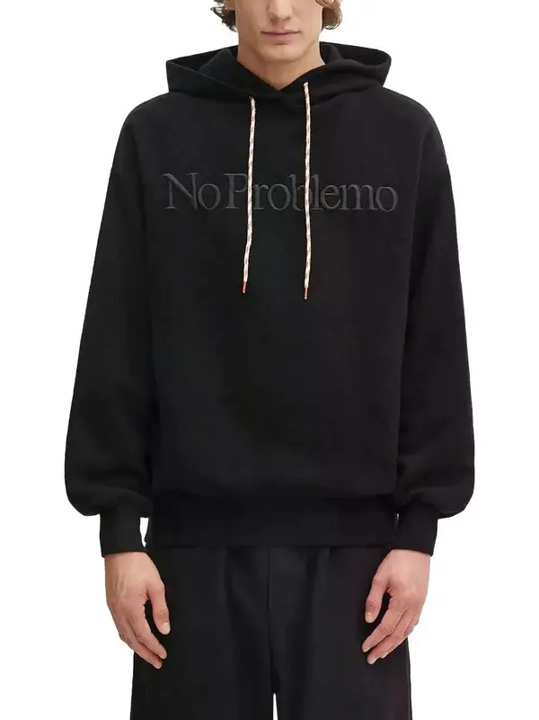 NO PROBLEMO Logo-embroidered Hoodie - Black