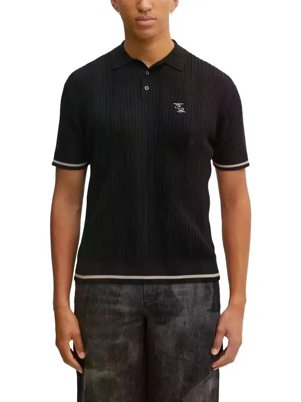 Filling Pieces Embroidered-logo Polo Shirt - Black