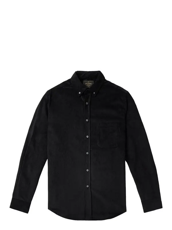 Portuguese Flannel Lobo 2.0 Button-down Collar Cotton-corduroy Shirt - Black