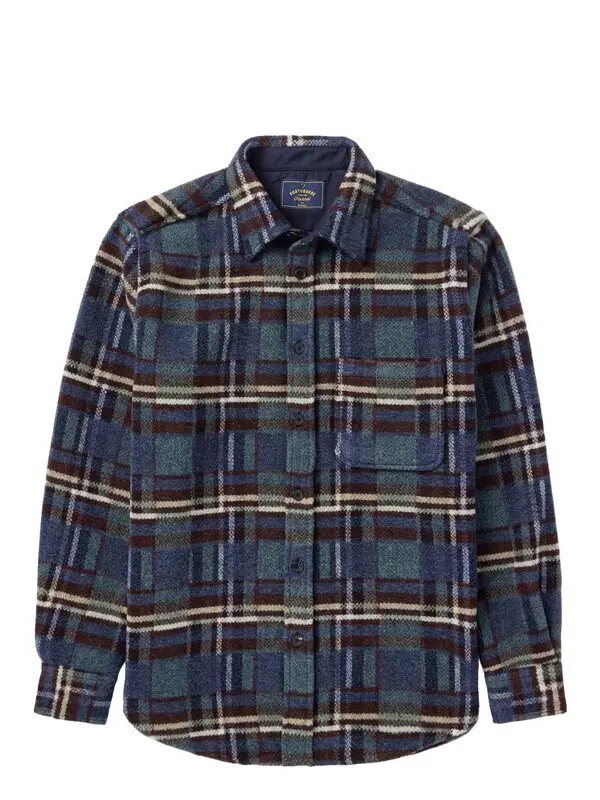 Portuguese Flannel Virgo Ii Checked Merino Wool Overshirt - Blue
