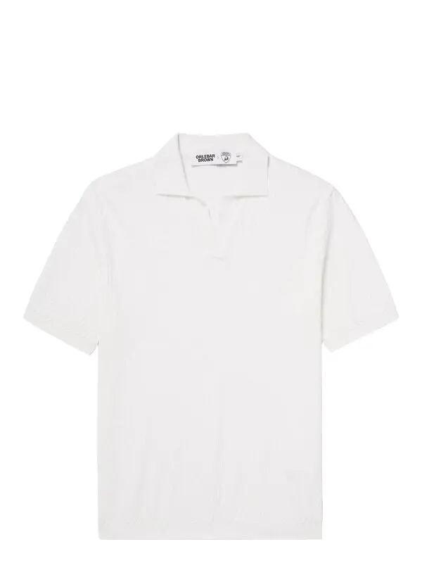 Orlebar Brown Lamborghini Horton Esagono Honeycomb-knit Lenzing™-blend Polo Shirt - White